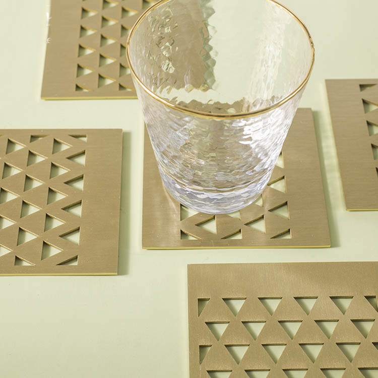 Custom Brass Coasters For Tea Geometric Shape Metal Coasters Home ...