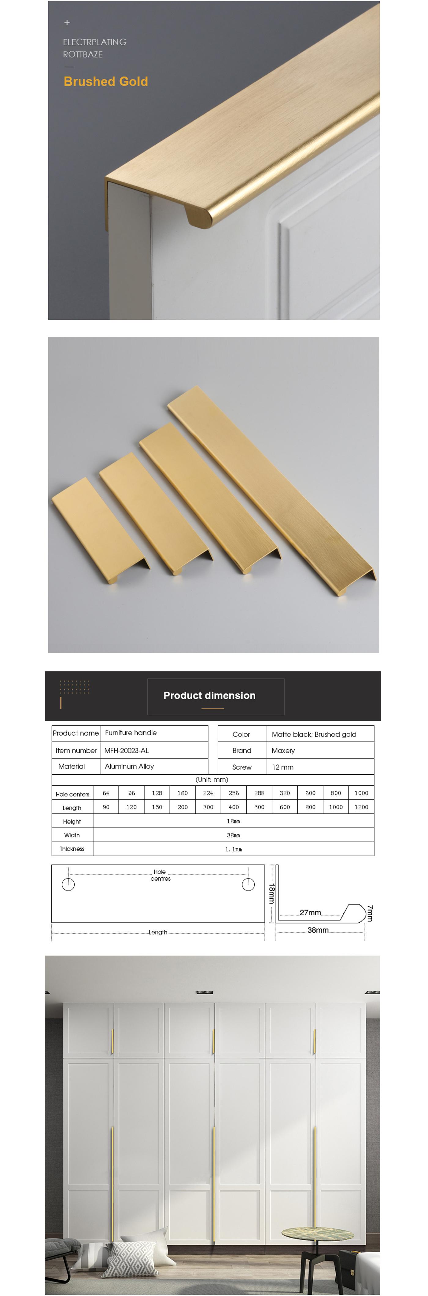 Modern Finger Edge Pull Tab Pull,Finger Drawer Pull, Matte Black and ...